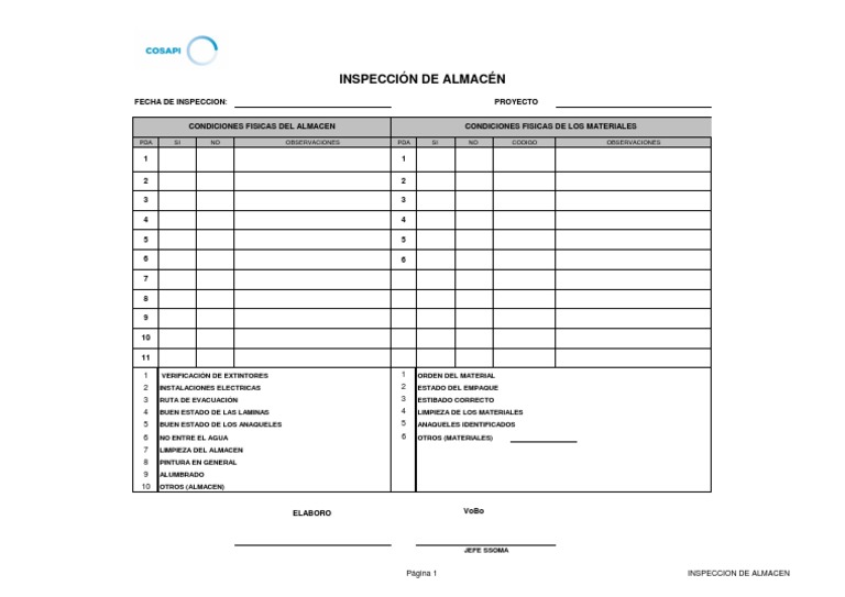 16 Formato de Formato de Inspección de Almacén | PDF