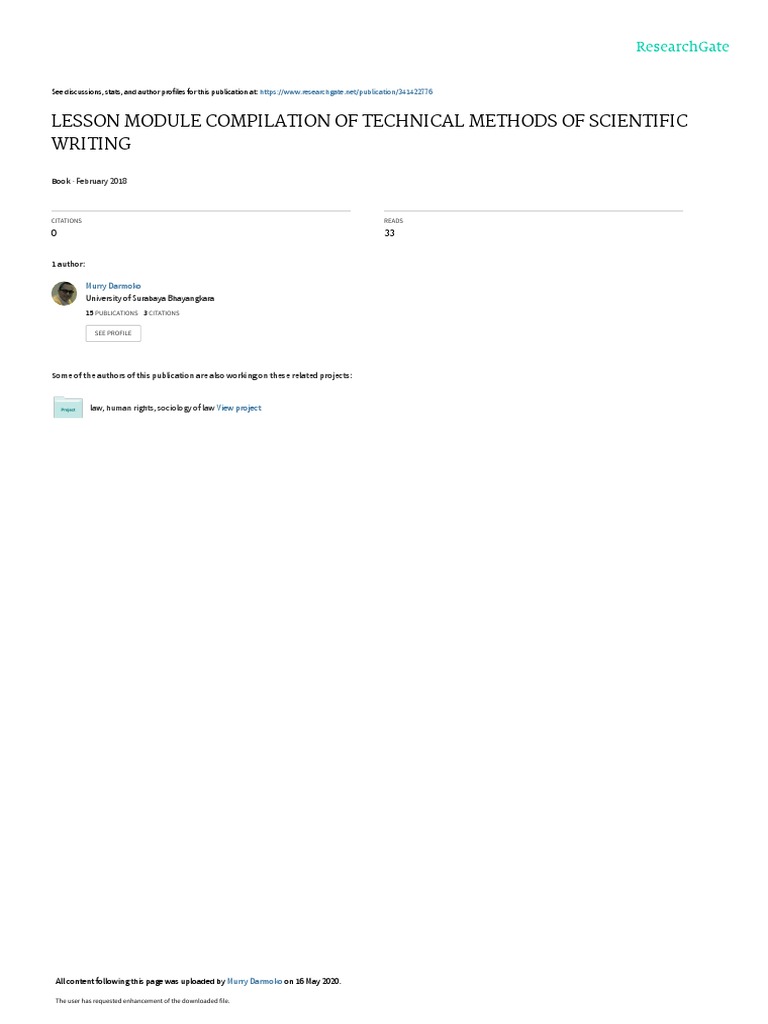 Lesson Module Compilation of Technical Methods of Scientific Writing ...