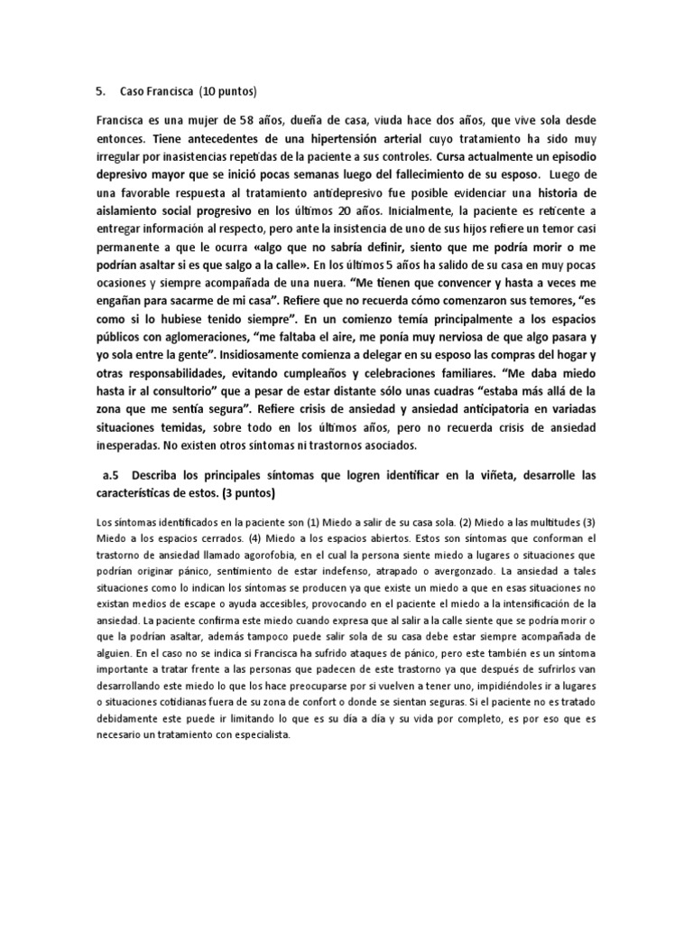 Agorafobia: Caso de Francisca | PDF | Agorafobia | Ansiedad