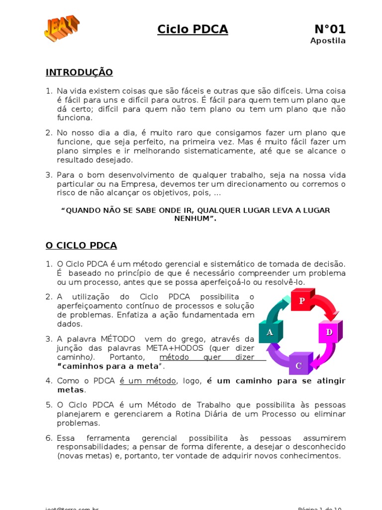 Apostila - Ciclo PDCA Planeja | PDF | Science | Bem-estar