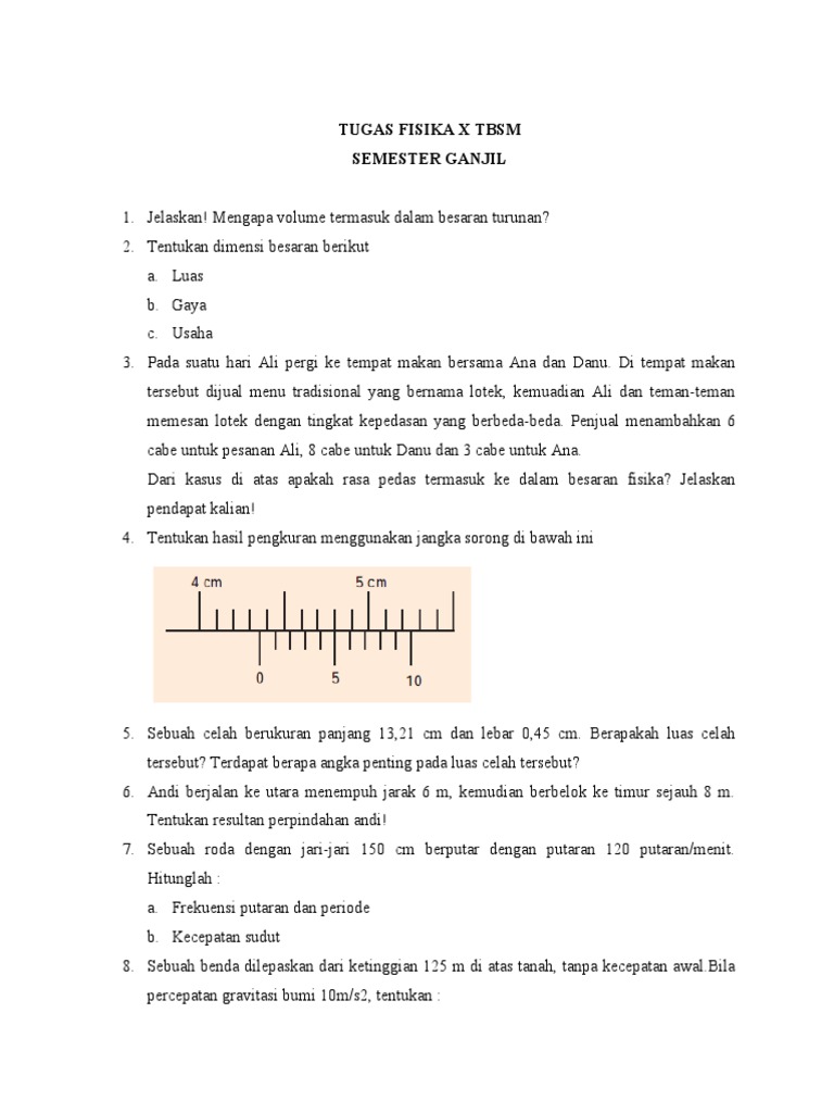 Soal Fisika Kelas X TBSM | PDF