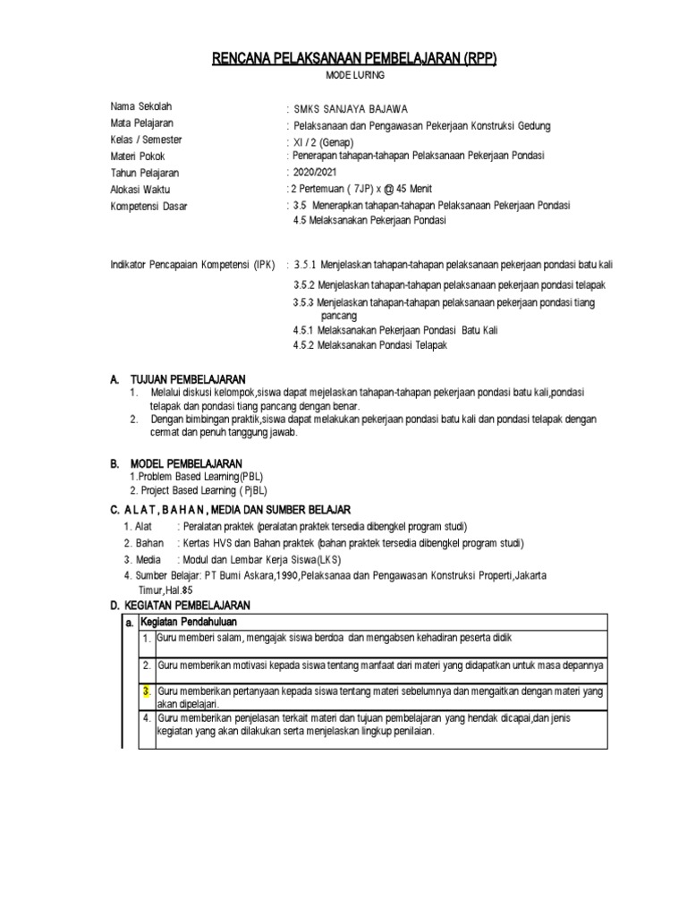 RPP Pertemuan 1 | PDF | Karier & Perkembangan | Seni