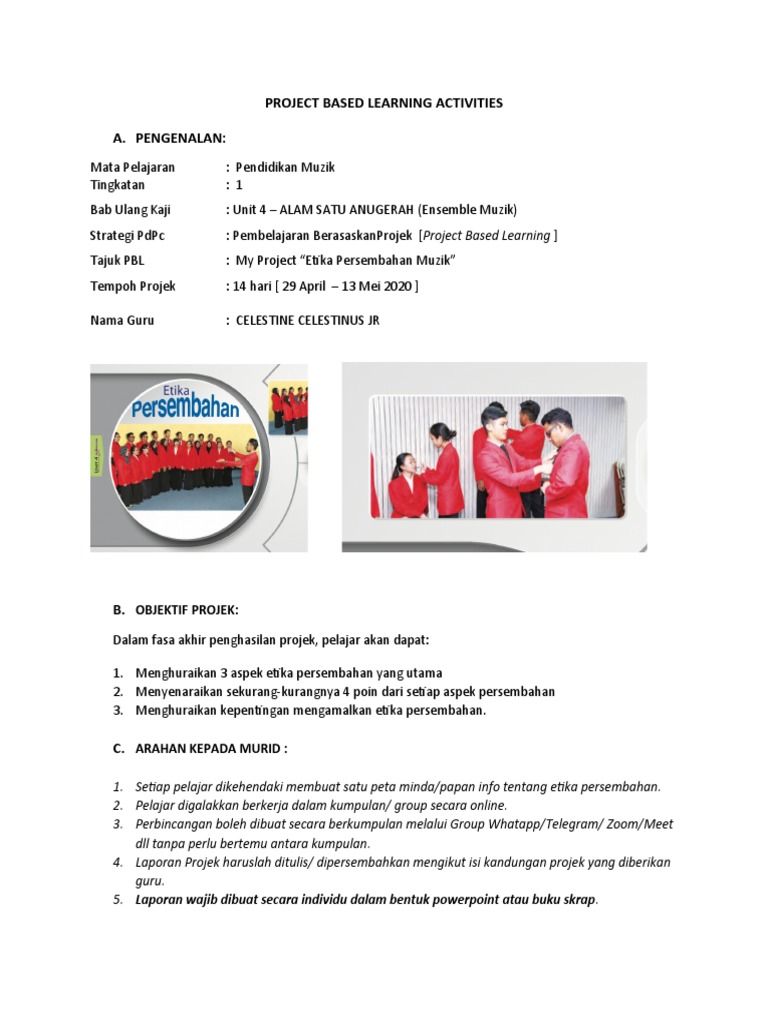 PBL Pendidikan Muzik Tingkatan 1-3 SMK BONGKOL 2020 | PDF