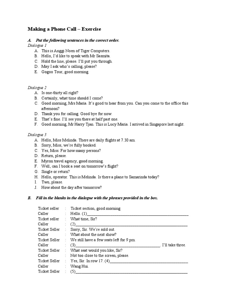 Providing Instructions for Making Phone Calls and Booking Tickets: A ...