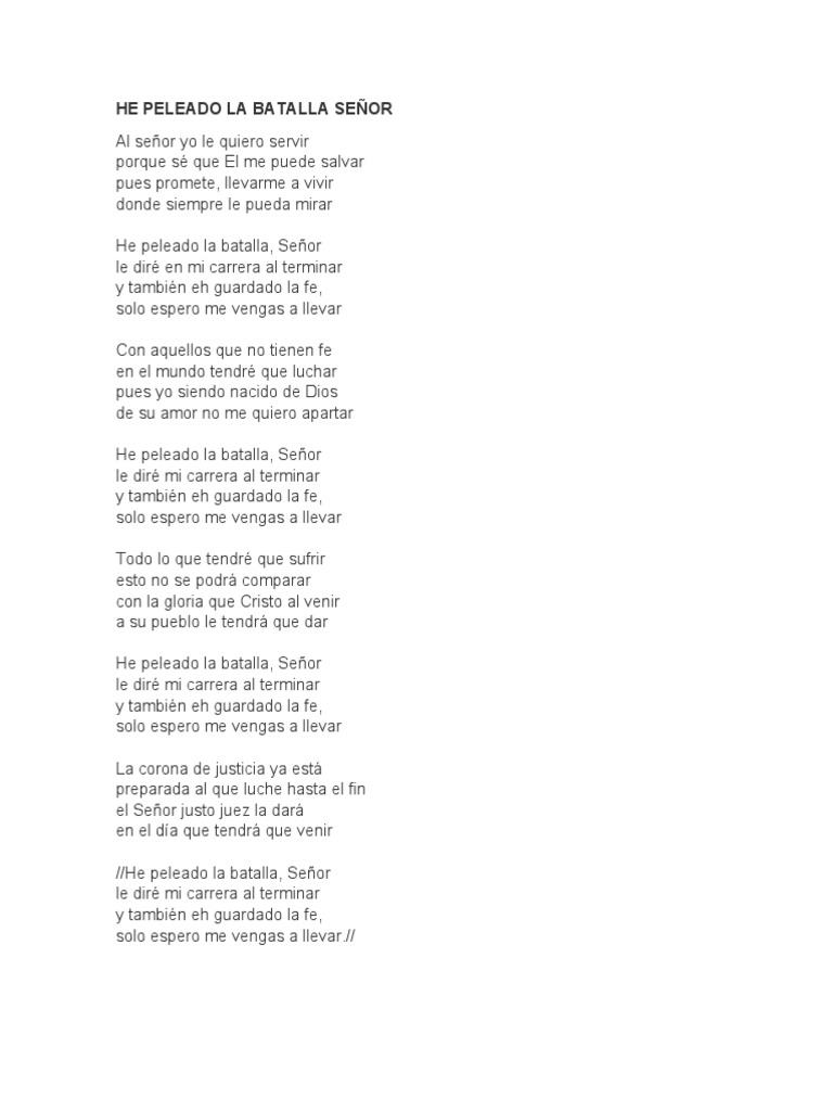 Letra de "He Peleado la Batalla, Señor" | PDF | Gracia en el ...