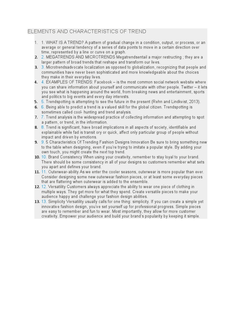 Elements and Characteristics of Trends | PDF | Information | Human Nature