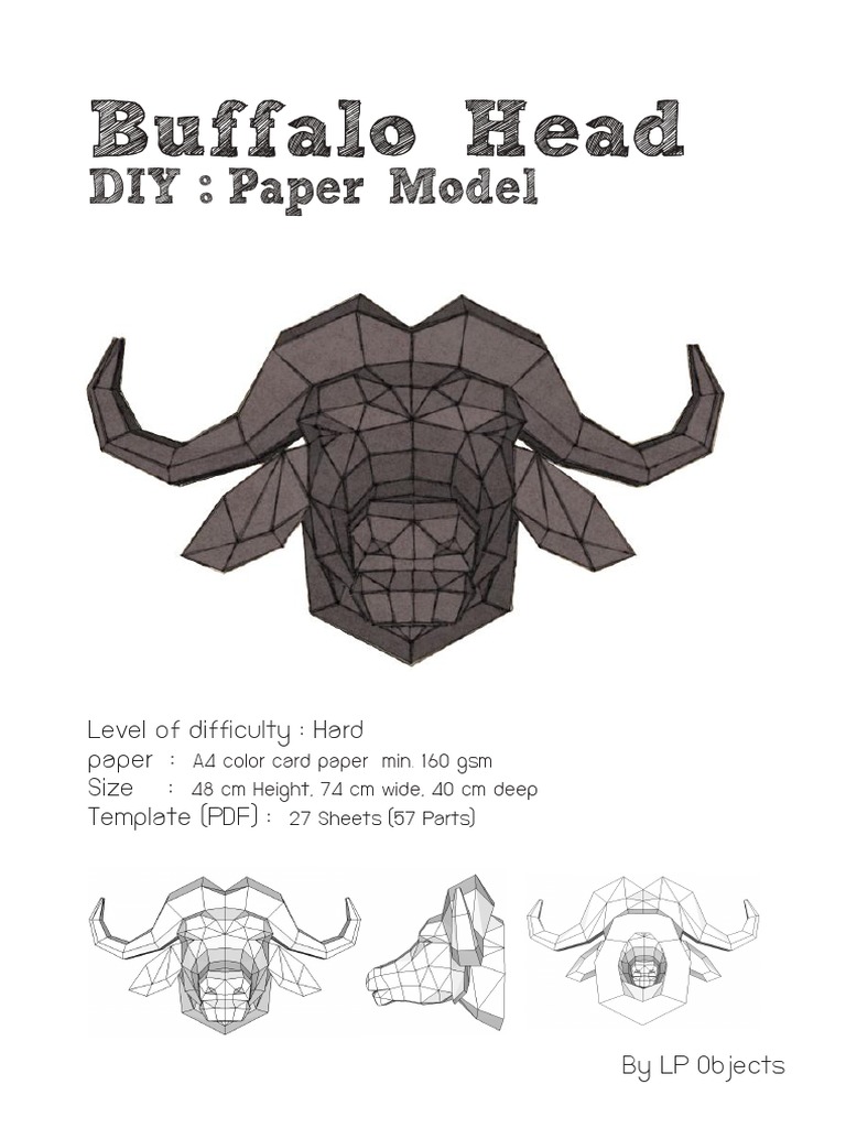 Buffalo Head Papercraft Template | PDF | Printing | Nature