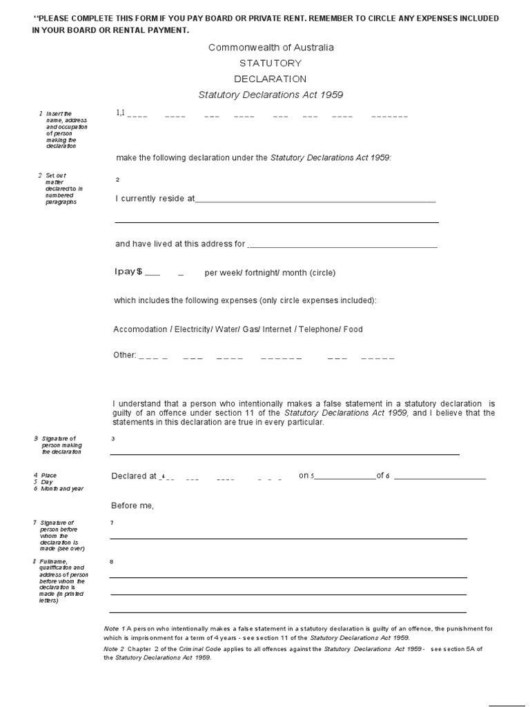 Statutory Declarations Act 1959: Commonwealth of Australia Statutory ...