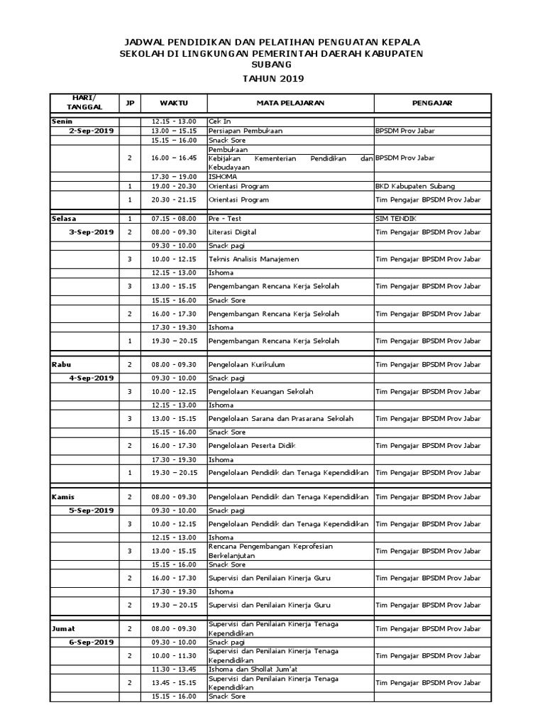 Contoh Jadwal Pks | PDF