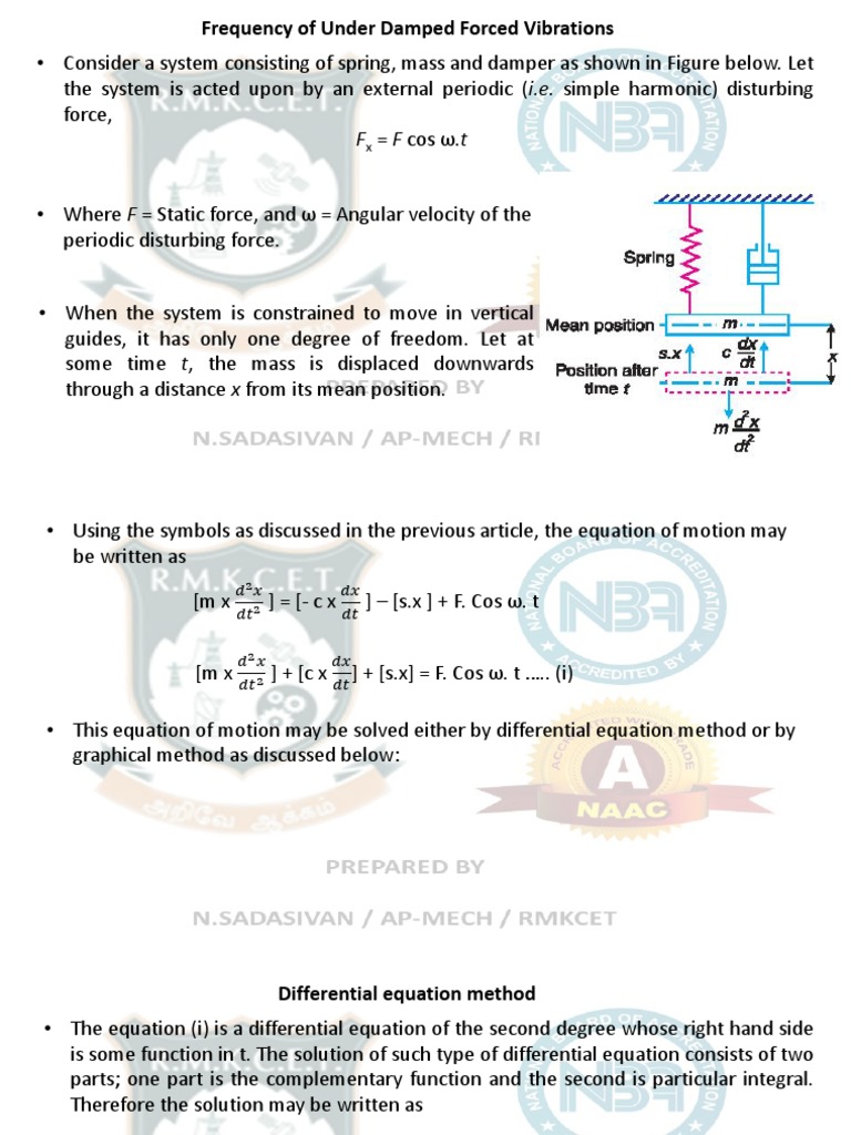 Unit 4 - Dynamics of Machines | PDF | Resonance | Ordinary Differential ...
