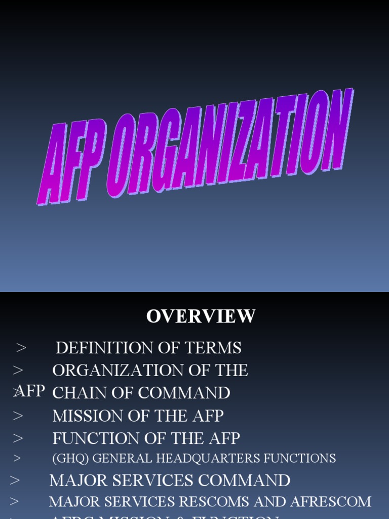 AFP Organization | PDF | Military | Defense Policy