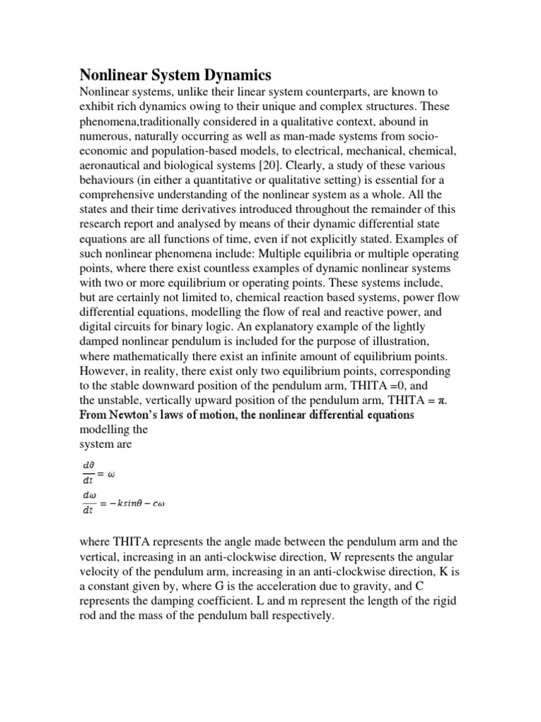 Nonlinear System Dynamics PDF | PDF | Stability Theory | Nonlinear System
