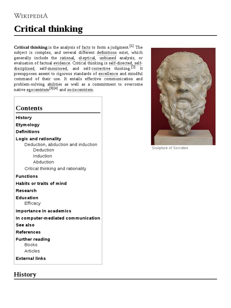 Critical Thinking: Sculpture of Socrates | PDF | Gce Advanced Level ...