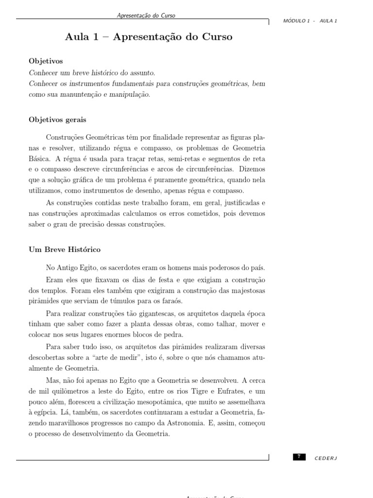 Construções Geometrica - Aula 1 | PDF | Geometria | Triângulo