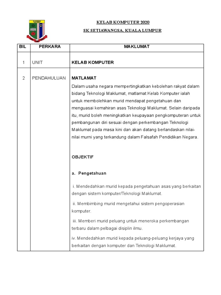 Laporan Kelab Komputer 2020 Pdf