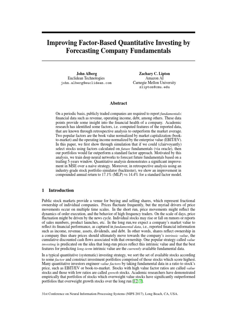 NIPS 2017 TSW Paper 46 | PDF | Stocks | Investing