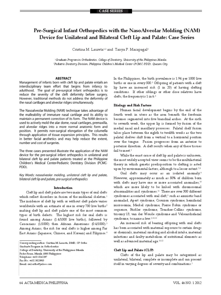 7241 Pre Surgical Infant Orthopedics With The Nasoalveolar Molding Nam ...