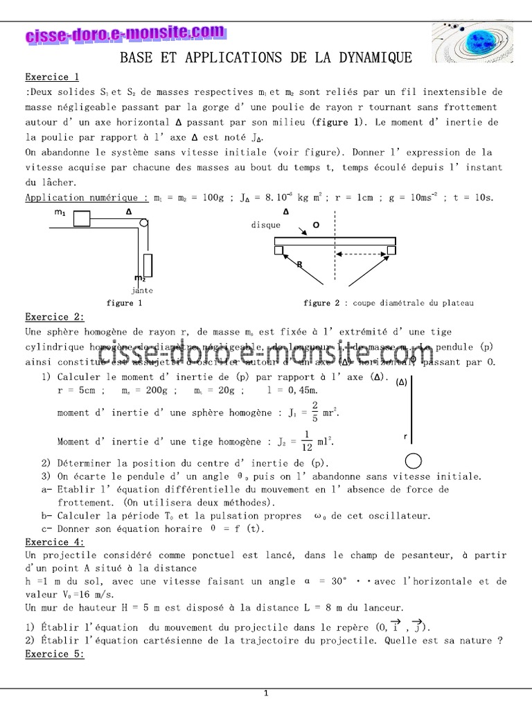 Base Et Applications de La Dynamique 1 PDF | PDF