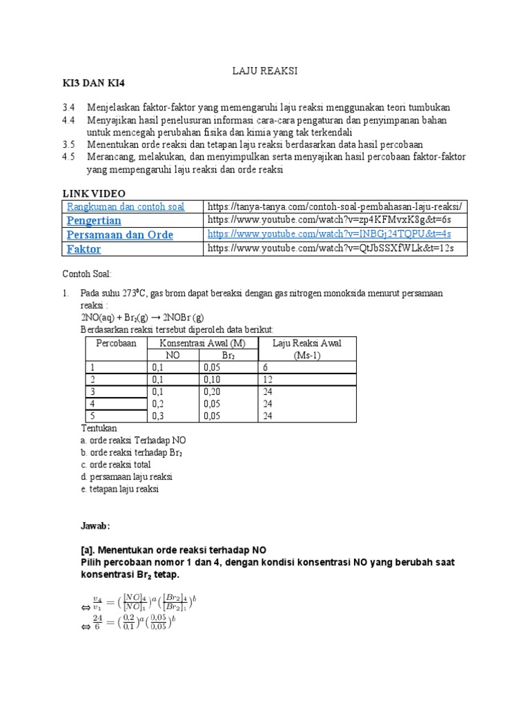 Laju Reaksi | PDF