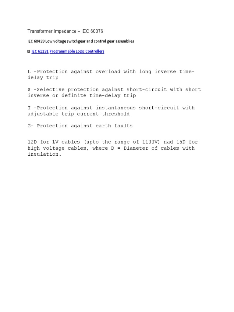 Transformer Impedance - IEC 60076: IEC 61131 Programmable Logic ...