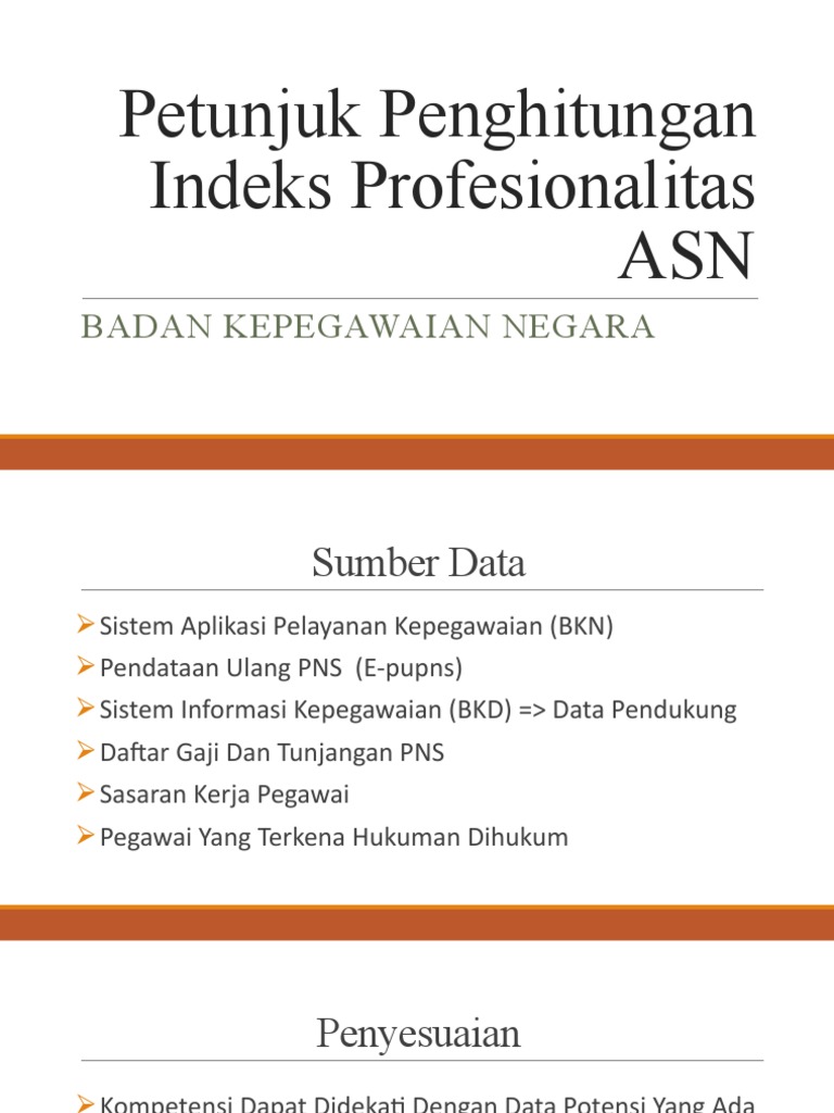 Petunjuk Penghitungan Indeks Profesionalitas Asn | PDF