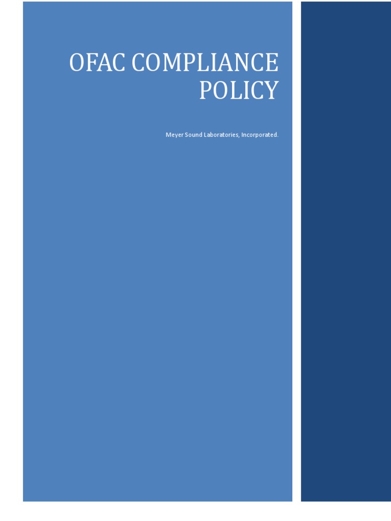 Ofac Compliance Policy: Meyer Sound Laboratories, Incorporated | PDF ...