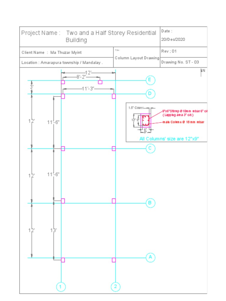 Column Layout for Residential Building | PDF