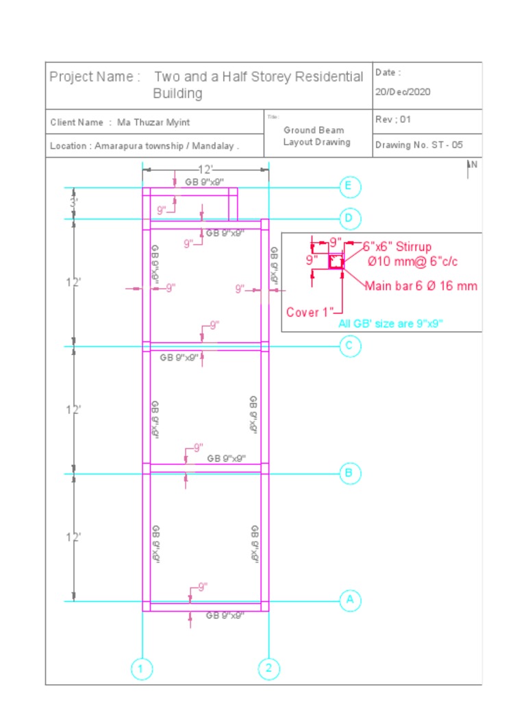 Residential Building Ground Beam Layout | PDF