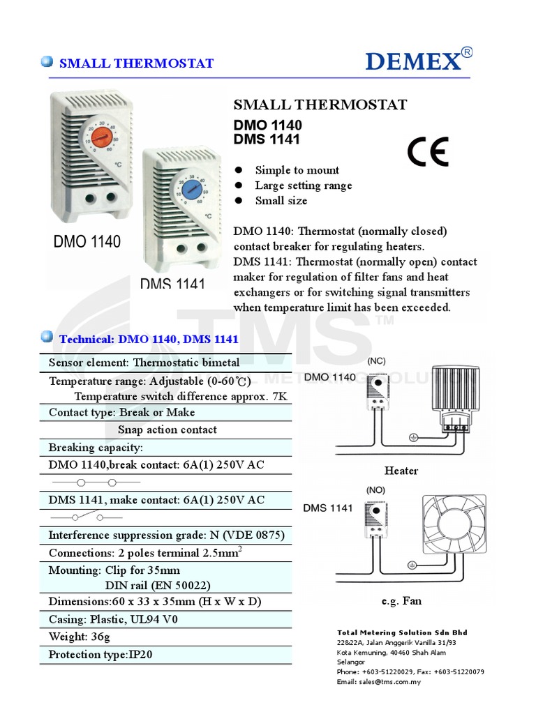 Demex Thermostat Type DTO DMO | PDF
