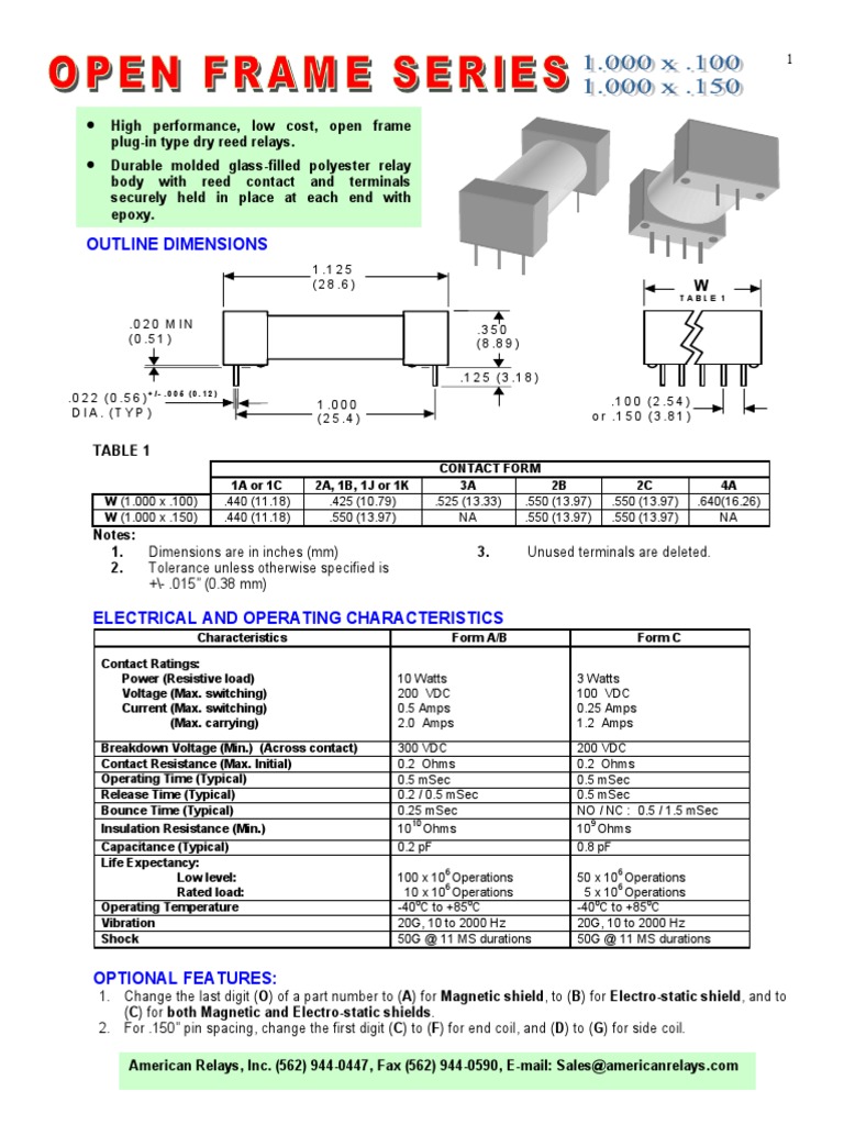 High Performance, Low Cost Open Frame Plug-In Type Dry Reed Relays ...