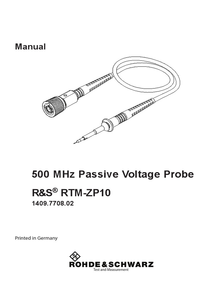 500 MHZ Passive Voltage Probe R&S Rtm-Zp10: Manual | PDF | Metrology ...