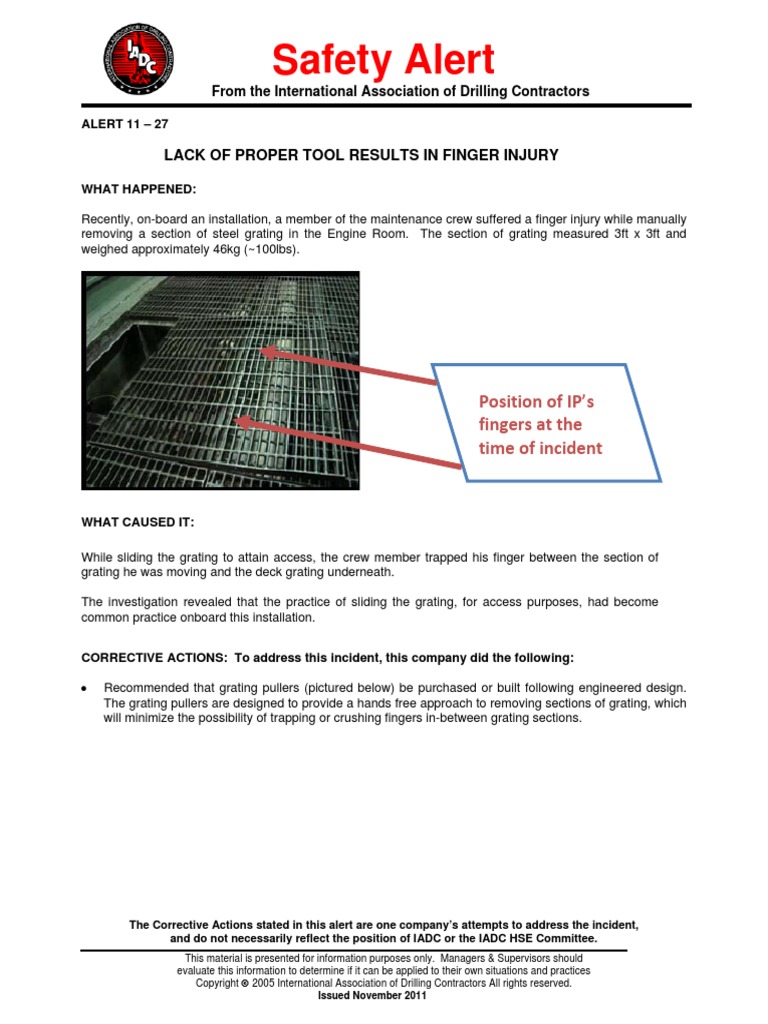 Safety Alert: Lack of Proper Tool Results in Finger Injury | PDF ...