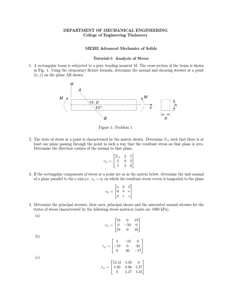 Analysis of Stress: Determining Stresses, Principal Axes and Invariants ...