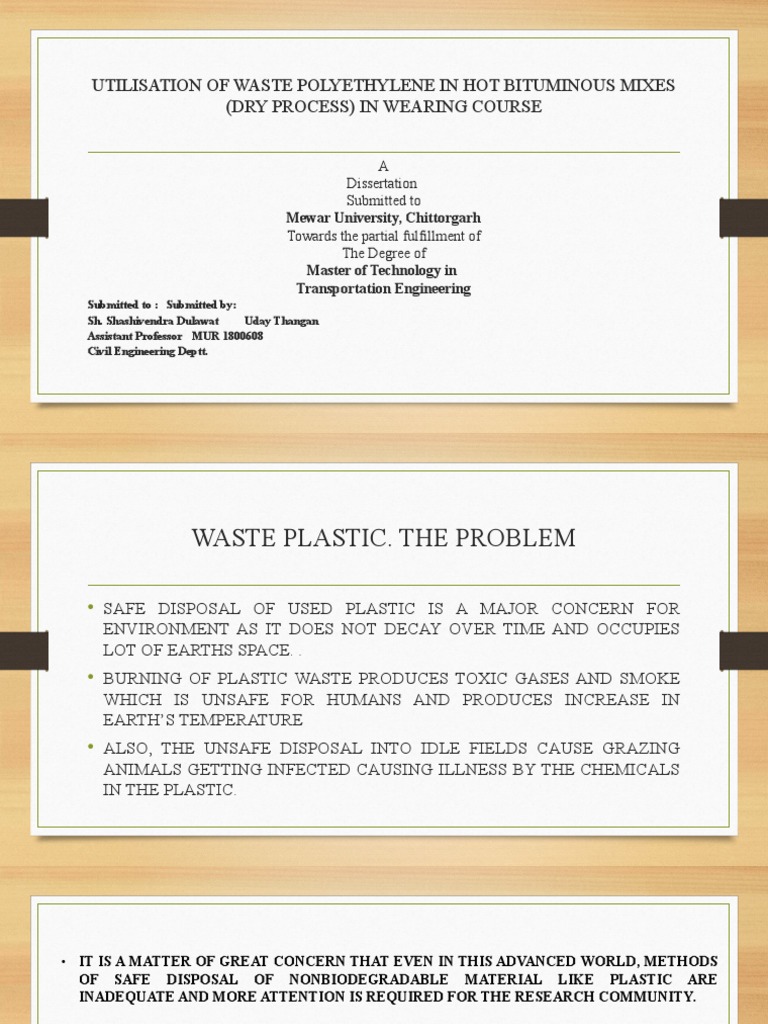 Use of Waste Polyethylene in Flexible Pavement - PPT Thesis | PDF ...