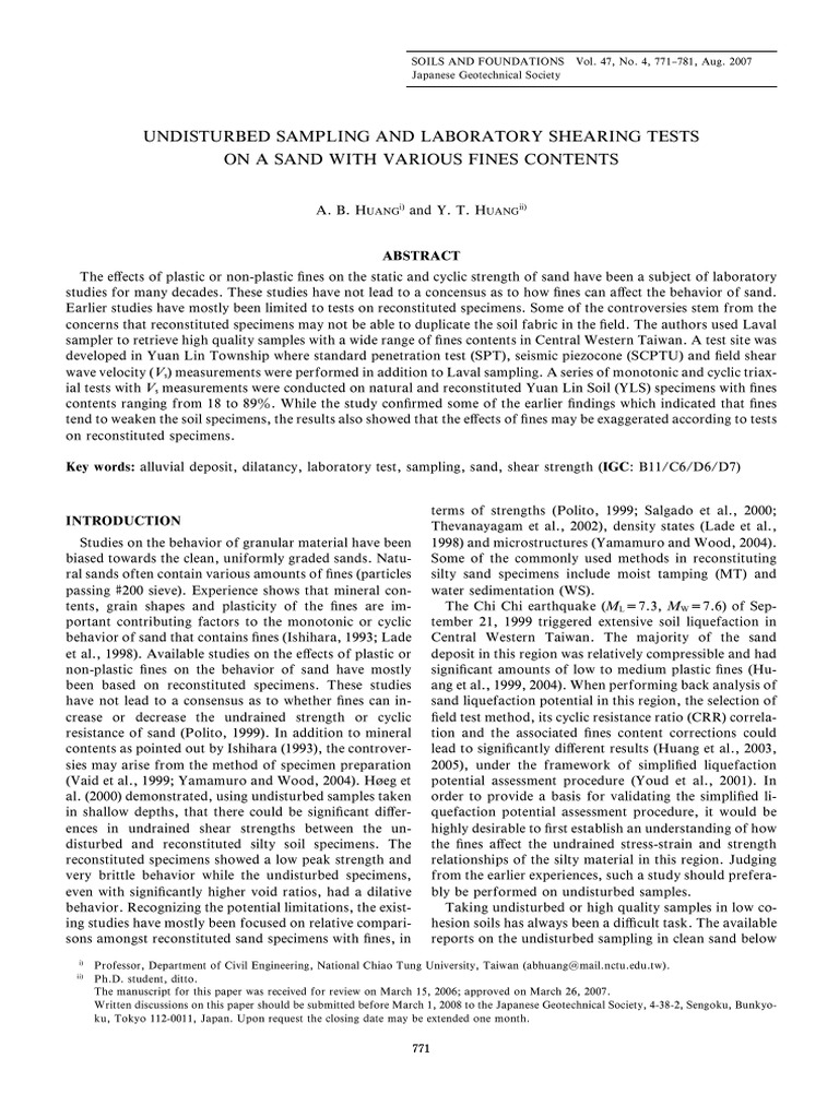 Undisturbed Soil Sample Tests | PDF | Civil Engineering | Natural Materials