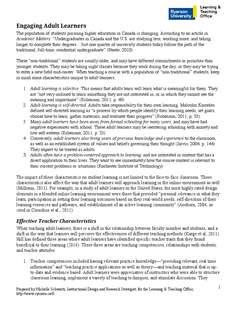Engaging Adult Learners | PDF | Learning | Teachers