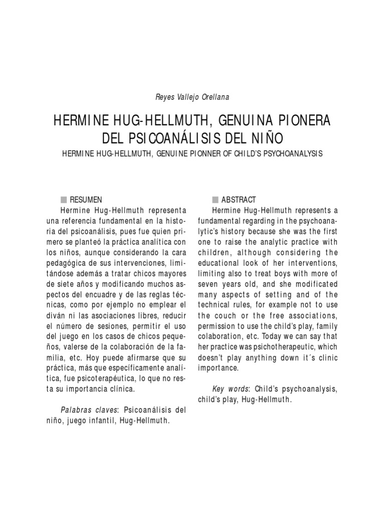 Hemine Hug-Helmuth | PDF | Psicoanálisis | Psiquiatría