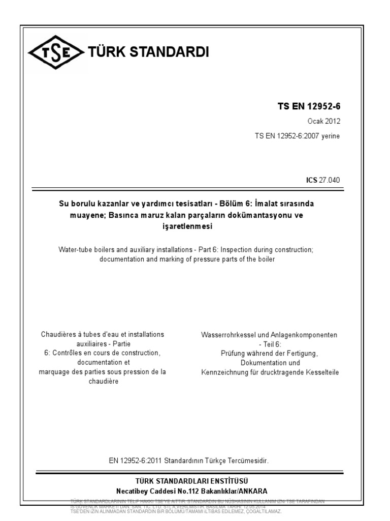 TS en 12952-6 | PDF