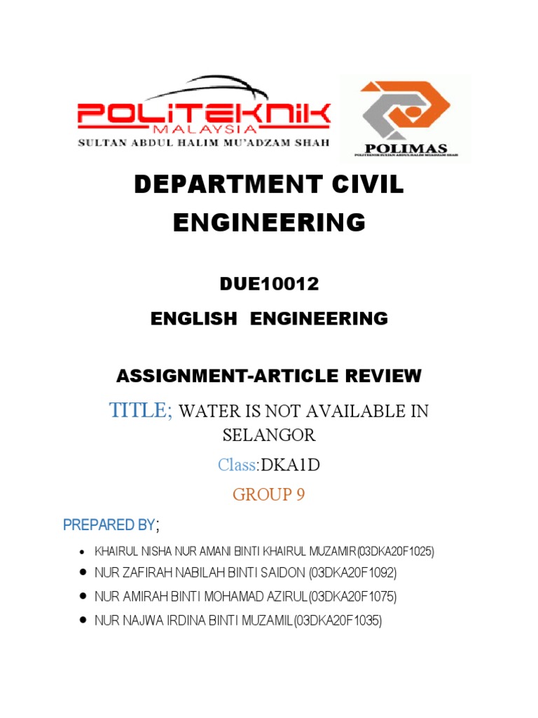 Department Civil Engineering: Title | PDF | Water Treatment | Water