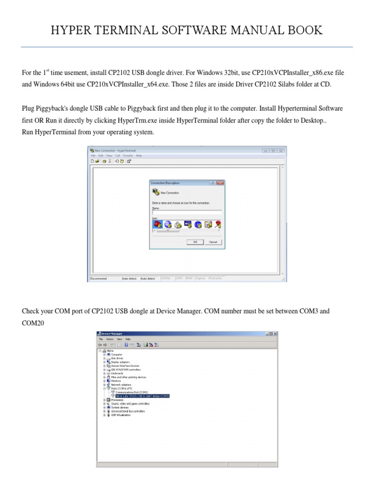 Hyper Terminal Software Manual Book For PiggyBack v1s | PDF | Fuel ...