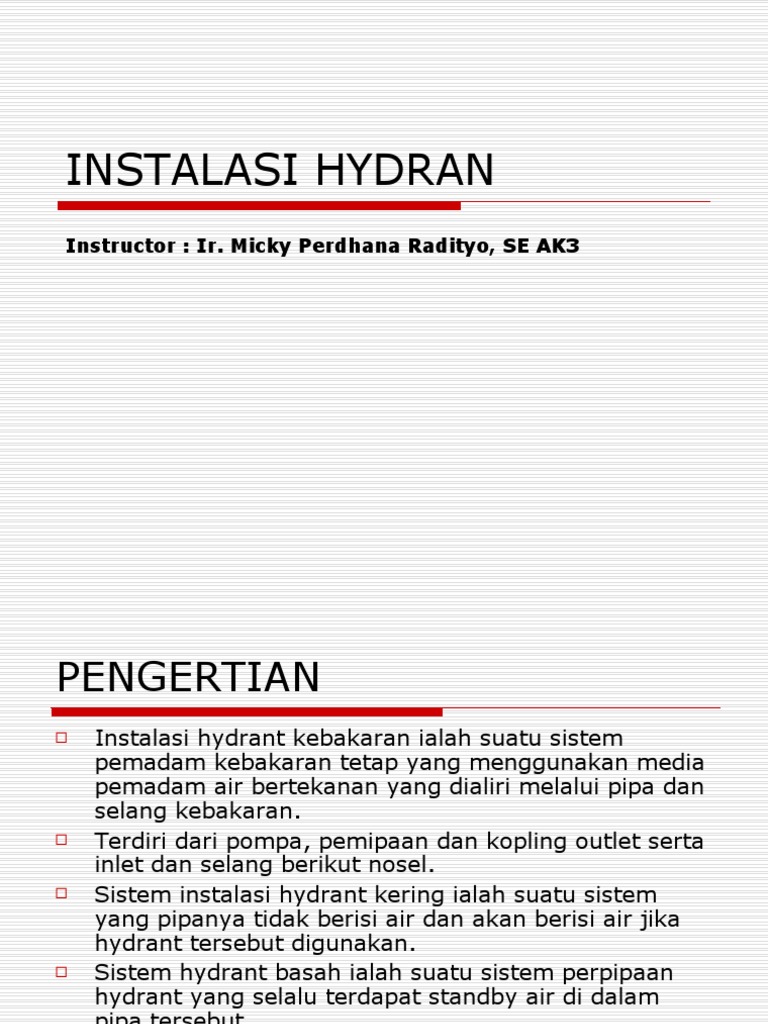 Panduan Instalasi Sistem Hydrant Kebakaran | PDF