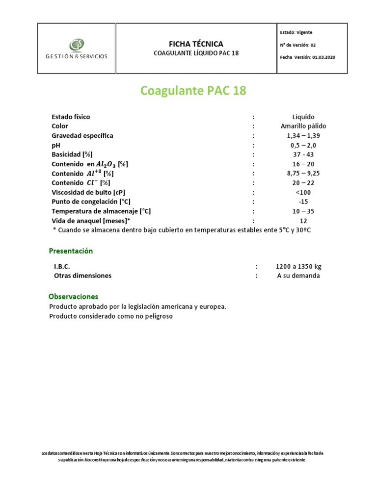 Coagulante GYS PAC 18 | PDF