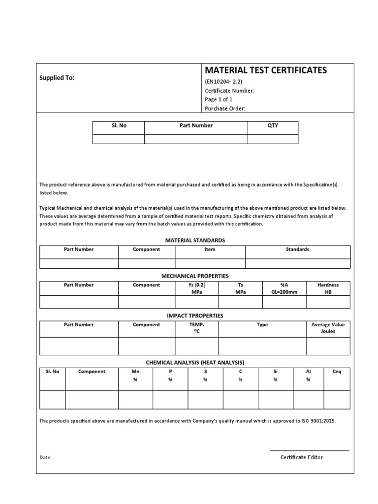 Material Test Certificates: Supplied To | PDF | Pascal (Unit) | Applied ...