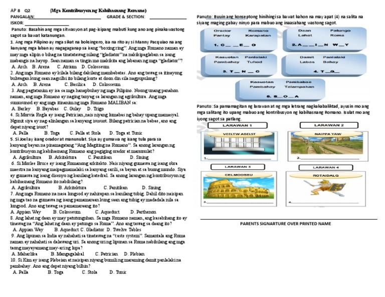 Ap 8 Quarter 2 Week 2 Activity Sheets | PDF