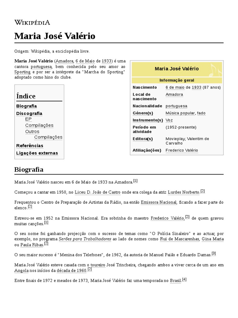 Biografia de Maria José Valério | PDF | Lisboa | Licença Creative Commons