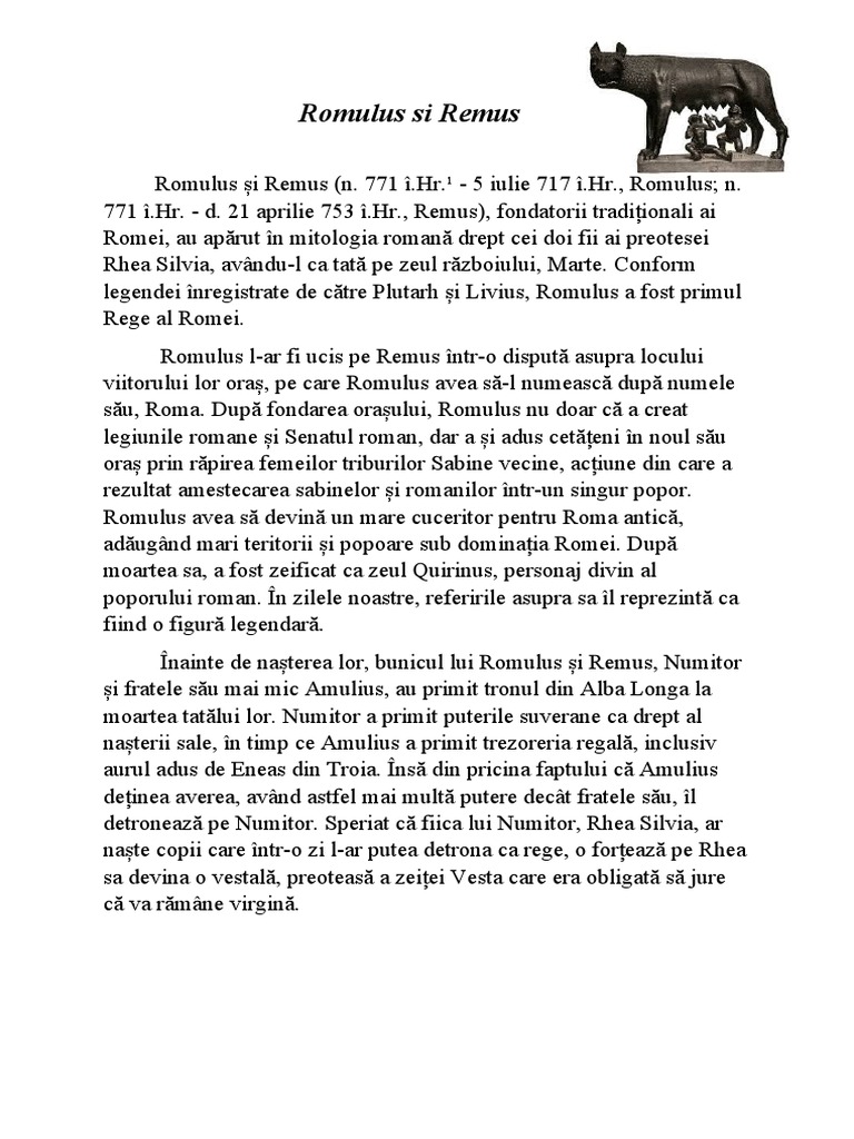 Romulus Si Remus | PDF