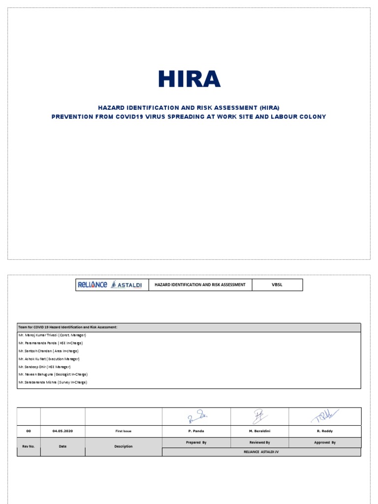 HIRA for COVID-19 Workplace Safety | PDF | Transmission (Medicine ...