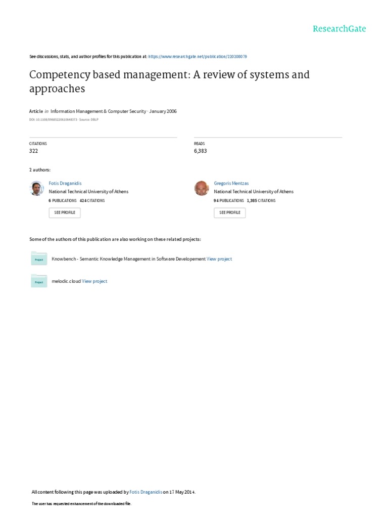 Competency Based Management: A Review of Systems and Approaches ...