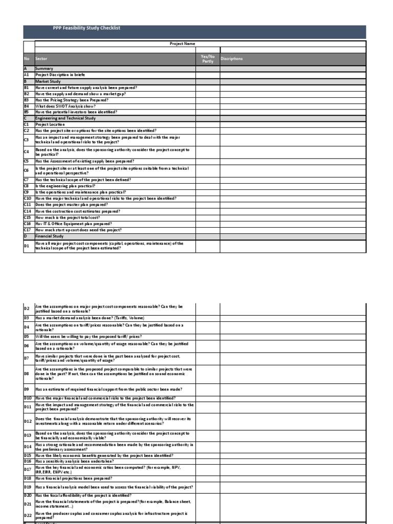 Feasibility Study Template Excel