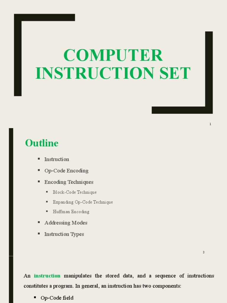 Computer Instruction Set | PDF | Computer Data | Software Engineering